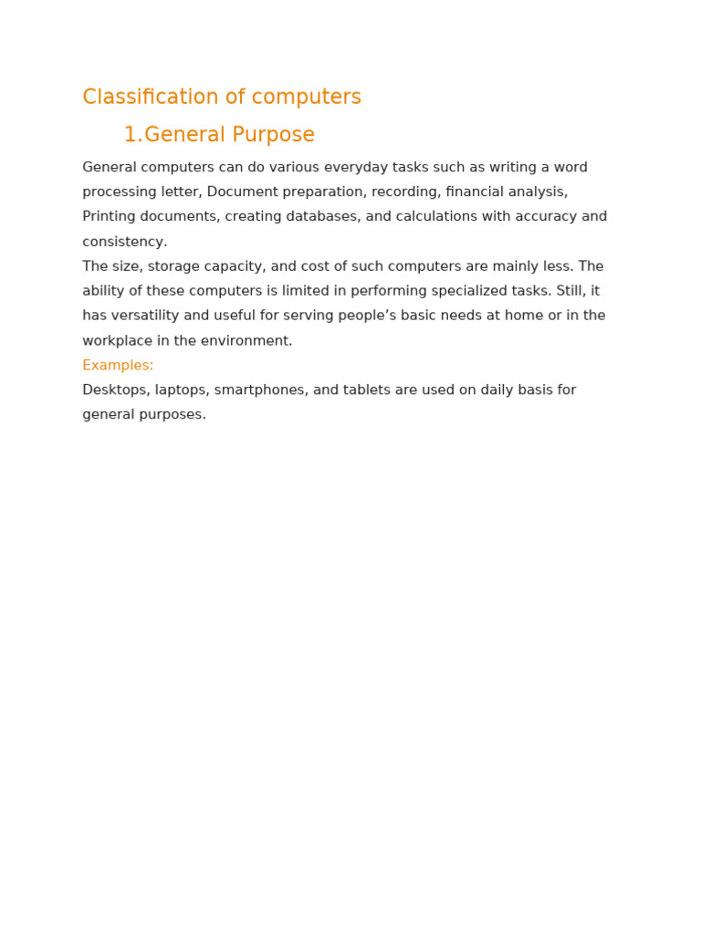 Types of General Purpose Computers | PDF