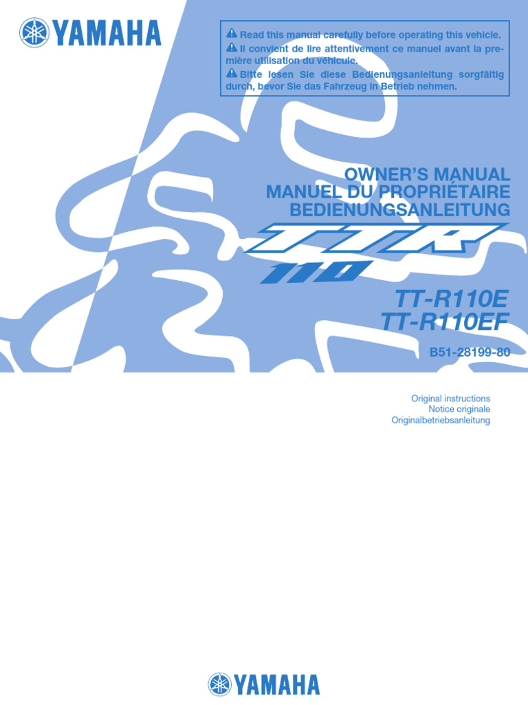 TTR-110 OWNERS MANUAL | PDF | Motorcycle | Throttle
