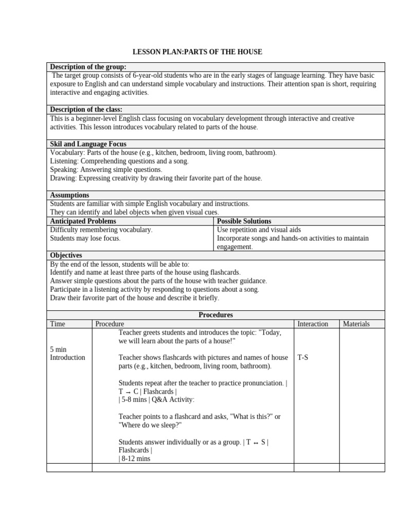 Young Learners Lesson Plan | PDF | Vocabulary | Reading Comprehension