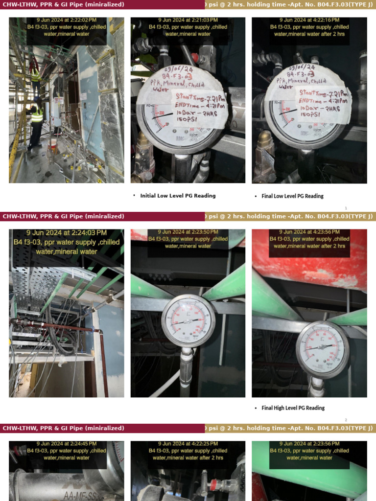 B4.F3.03 CHW-LTHW, PPR & GI pressure test | PDF
