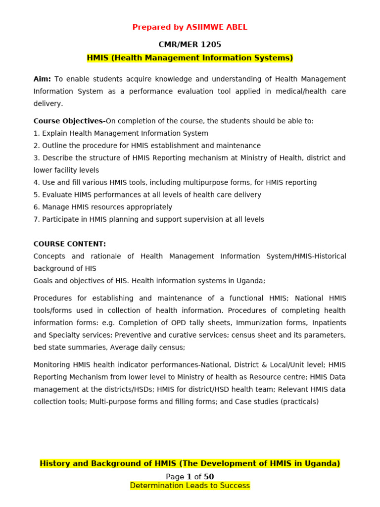 Health Management Information System in Uganda | PDF | Information | Data