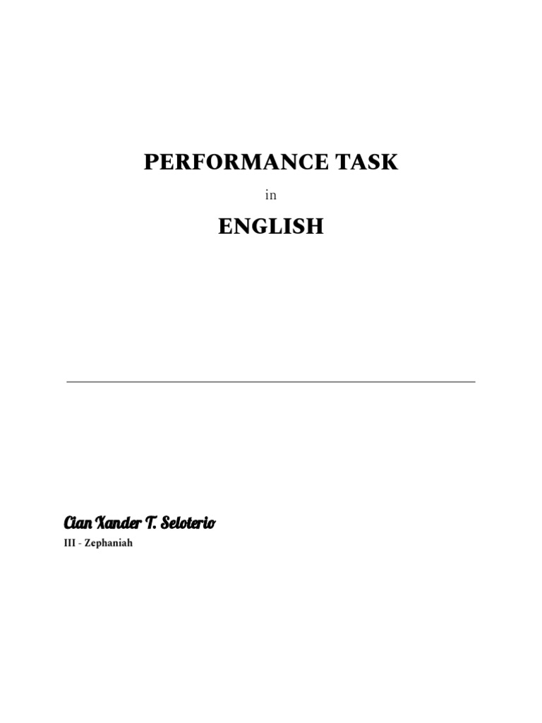 English Performance Task - Cian | PDF