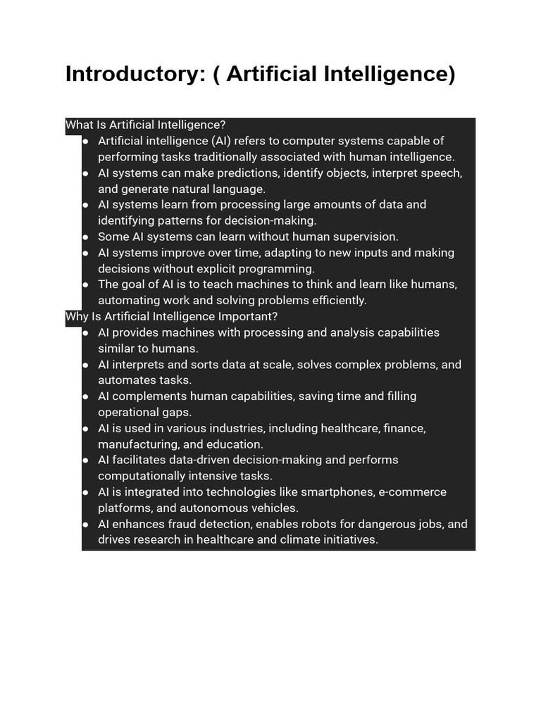 Introductory - (Artificial Intelligence) | PDF | Artificial Intelligence | Intelligence (AI ...