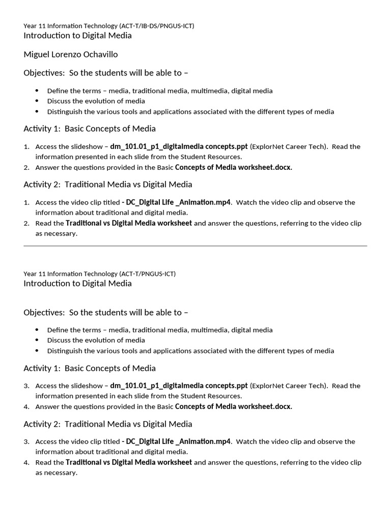 Year 11 Digital Media Concepts Guide | PDF | Mass Media | Popular ...