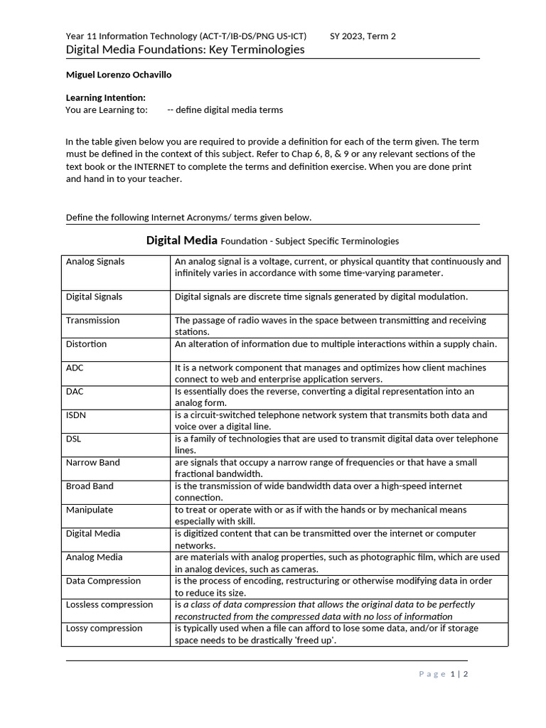 01 - Digital Media Foundation Terms | PDF | Data Compression | Encryption