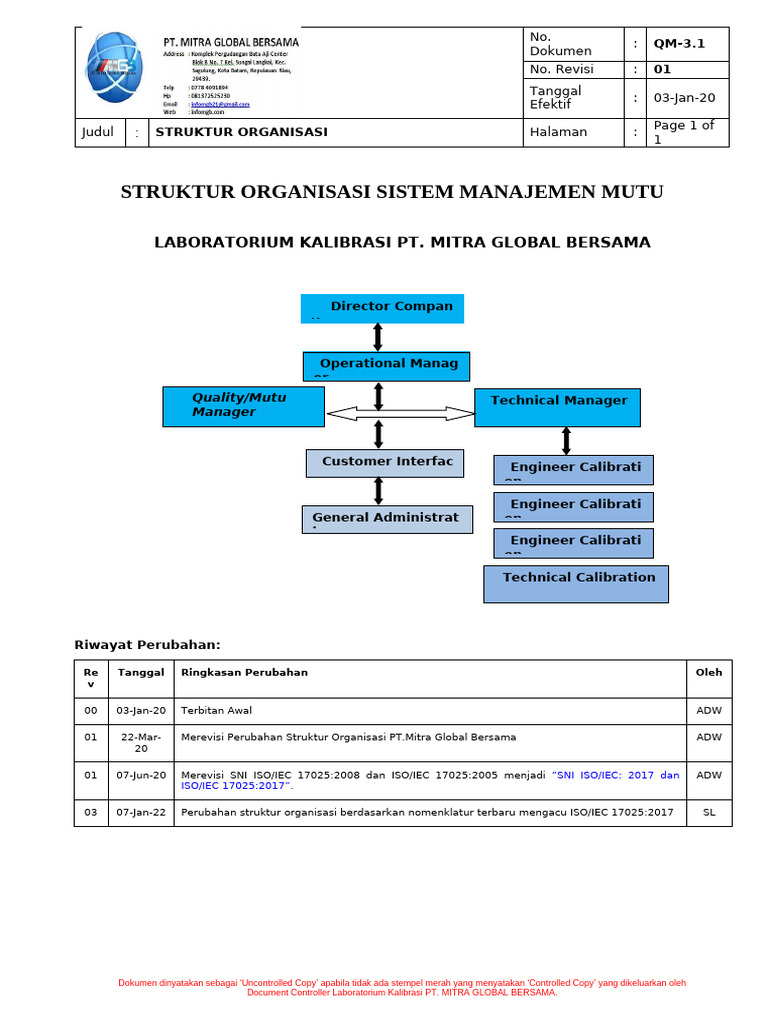 QM-3.1 Struktur Organisasi | PDF