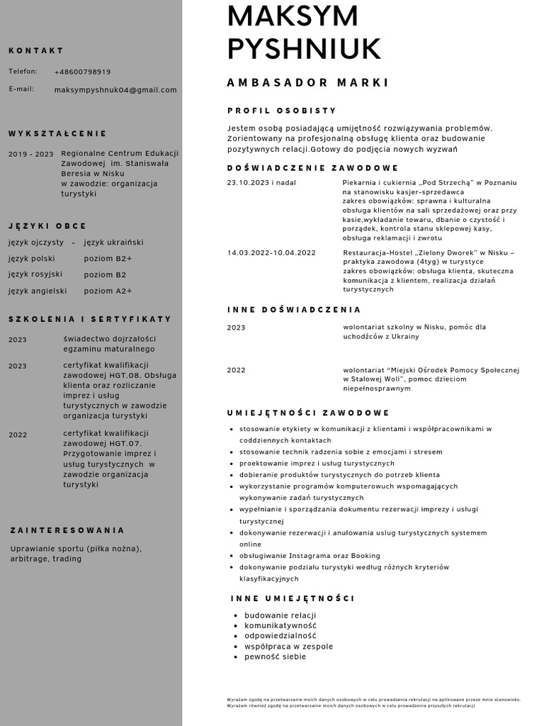 Niebieski I Czarny Życiorys Zawodowy CV - PDF 5 | PDF