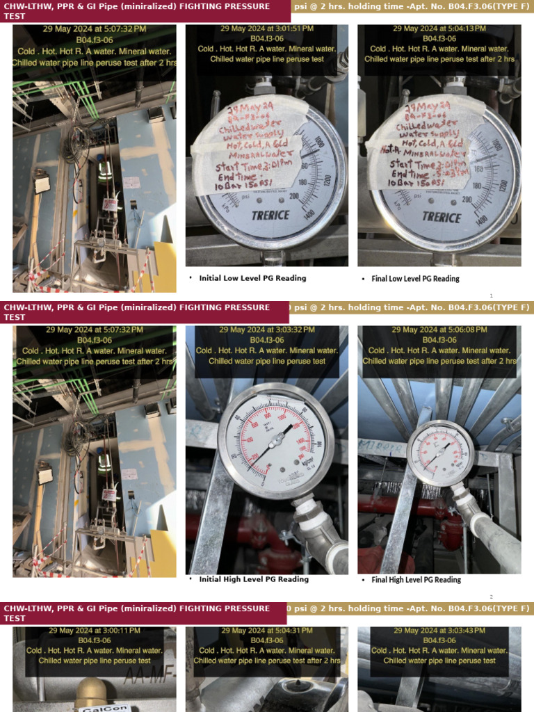 B4.F3.06 CHW-LTHW, PPR & GI pressure test | PDF
