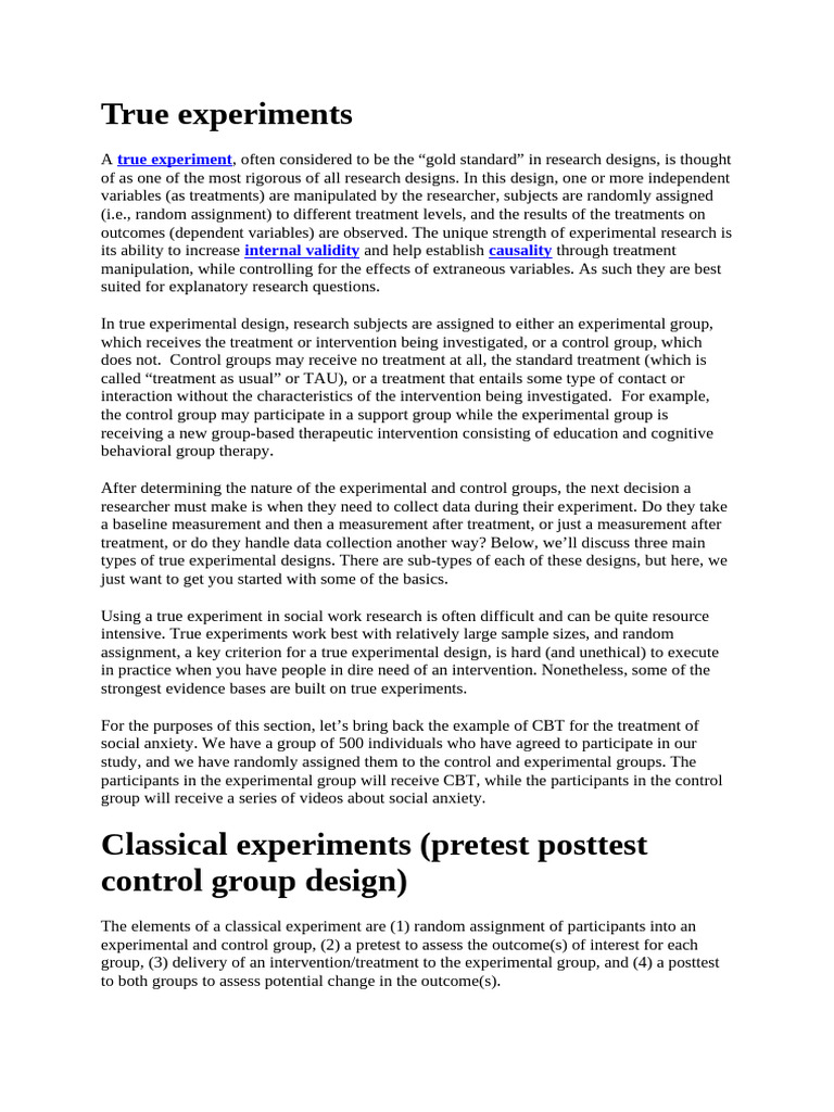 True Experiments | PDF | Experiment | Design Of Experiments