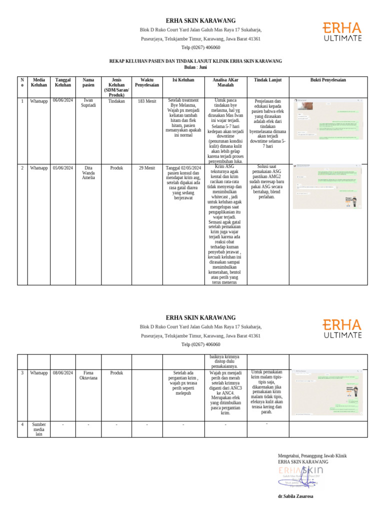 FORM Rekapitulasi Komplain & Tindak Lanjut | PDF