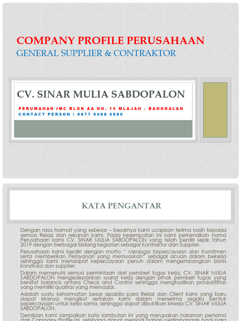 Comprof CV Sinar Mulia Sabdopalon | PDF