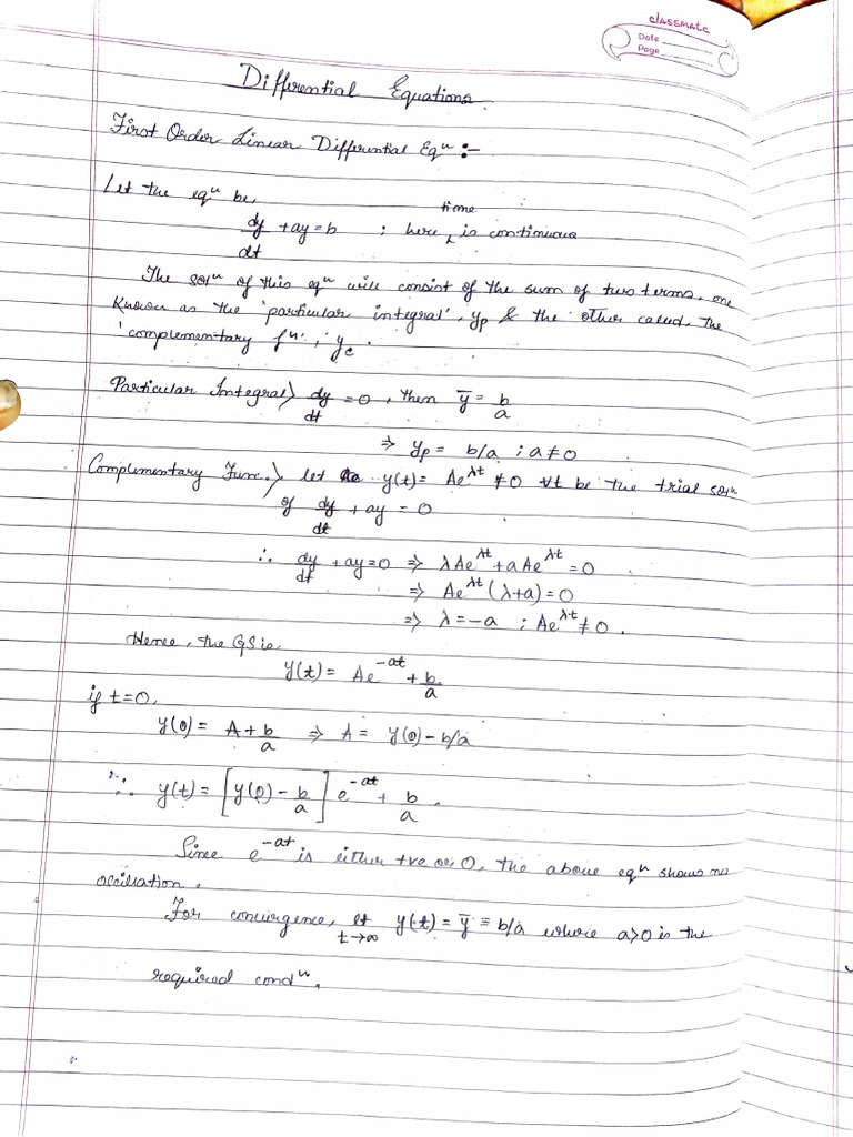 Differential Equations Notes | PDF