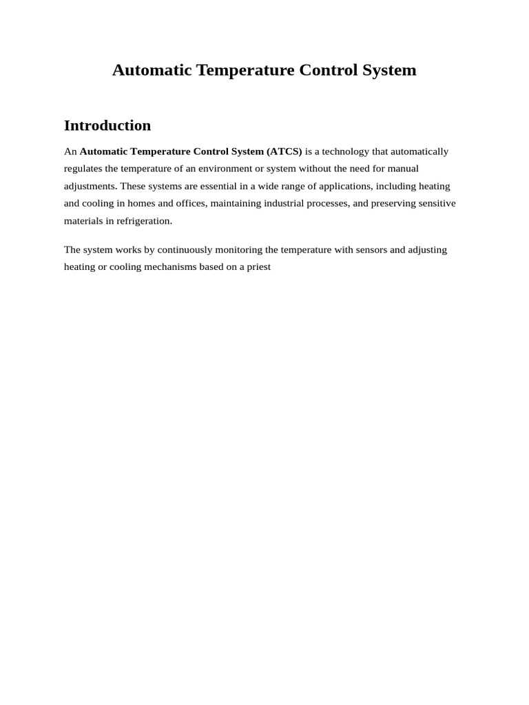 Automatic Temperature Control System | PDF | Air Conditioning | Heat ... Automatic Temperature Control System | PDF | Air Conditioning | Heat ...