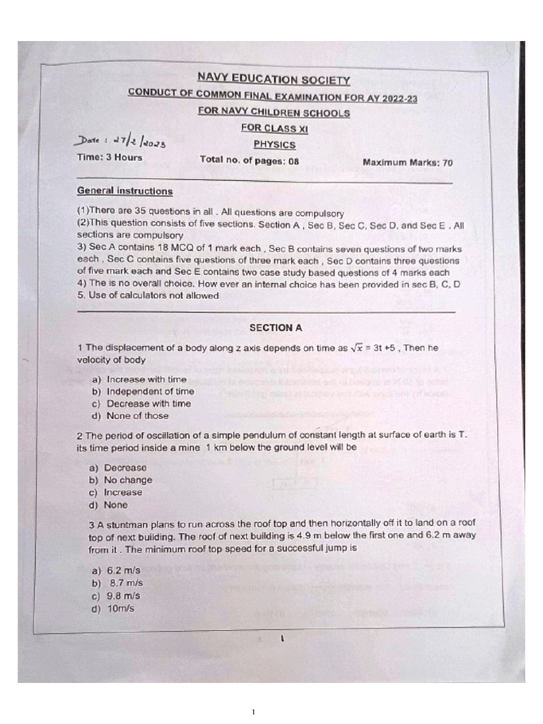 Cfe QN Paper 2022-23 | PDF