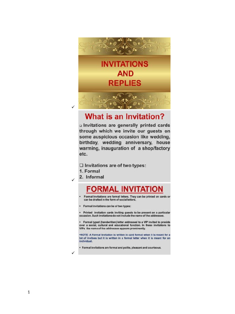 English Invitation Format Class 12 2024 2025 | PDF