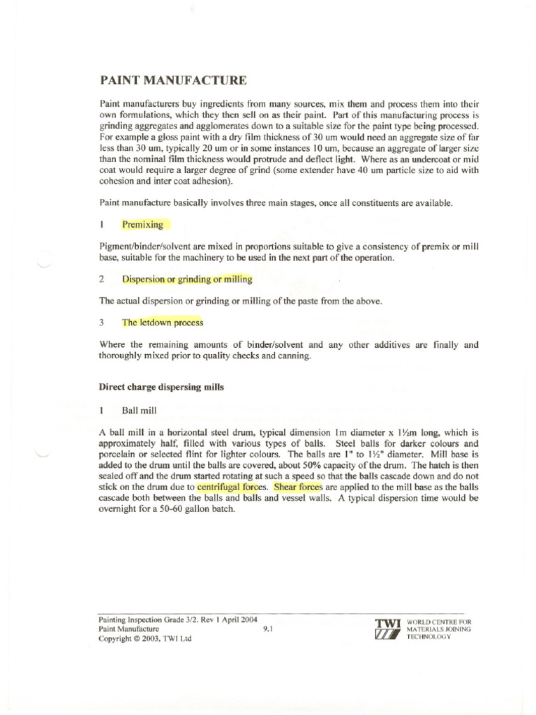 Paint Manufacturing Processes Explained | PDF | Mill (Grinding) | Paint