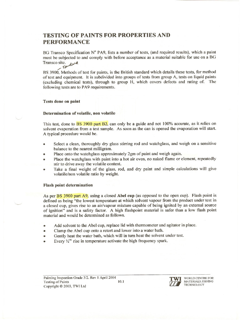 10 - Testing of Paints - Ch-10 | PDF | Density | Volume