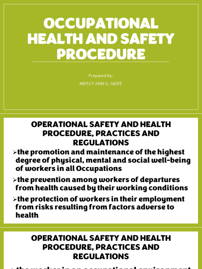 Lesson 4 Occupational Health and Safety Procedure | PDF | Hazards ...