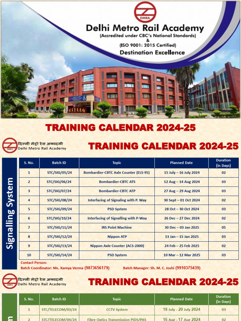 Training Calendar 2024 25 | PDF