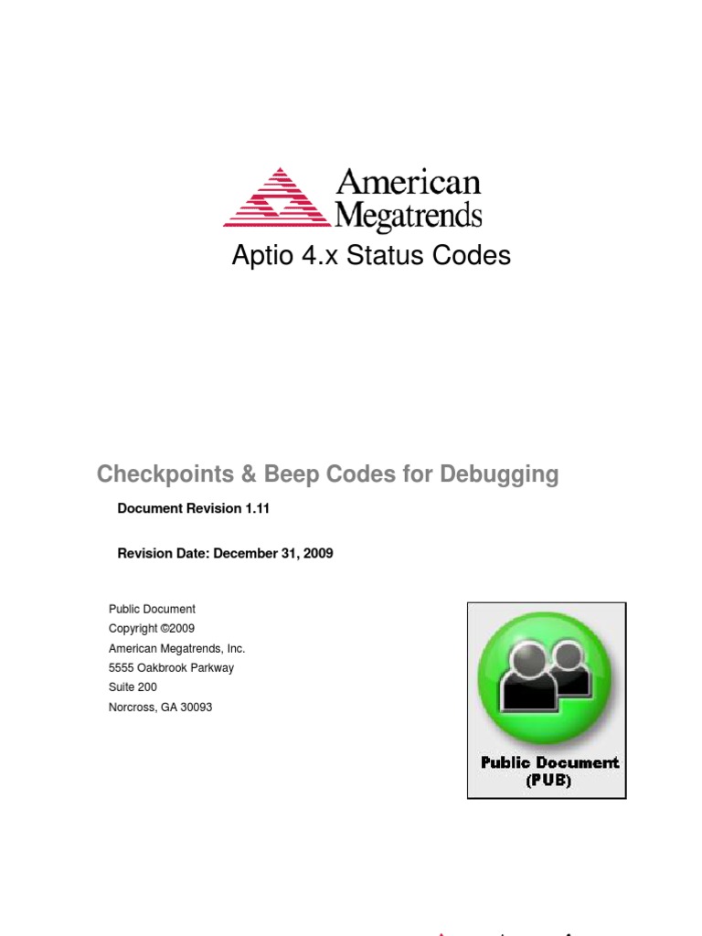 Ami Aptio 4.x Status Codes Pub | PDF | Booting | Bios