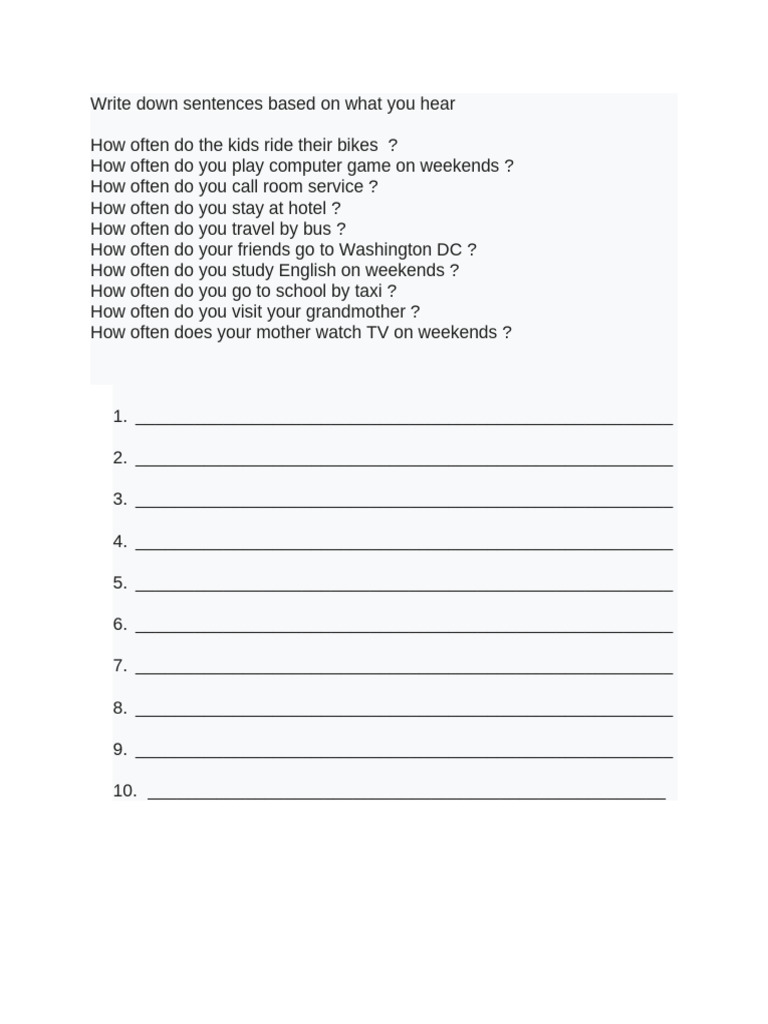 Frequency Questions for Listening Practice | PDF