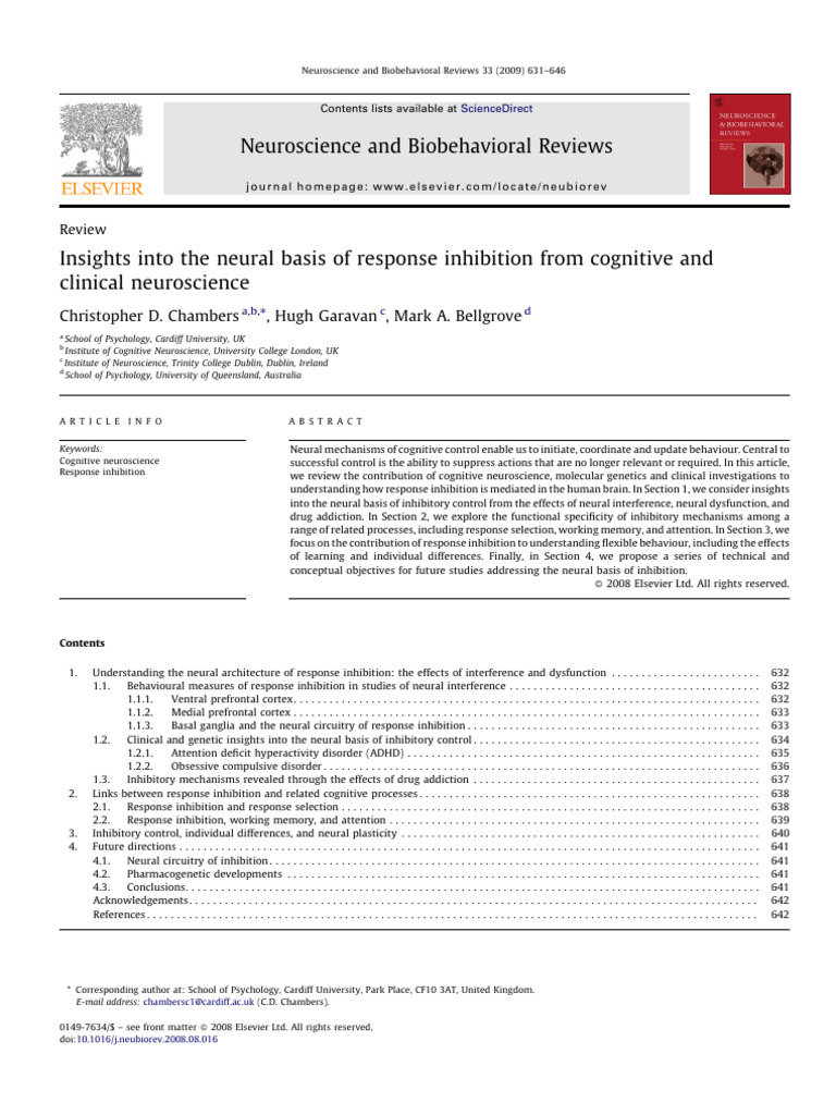Insights into the neural basis of response inhibition from cognitive and clinical neuroscience ...