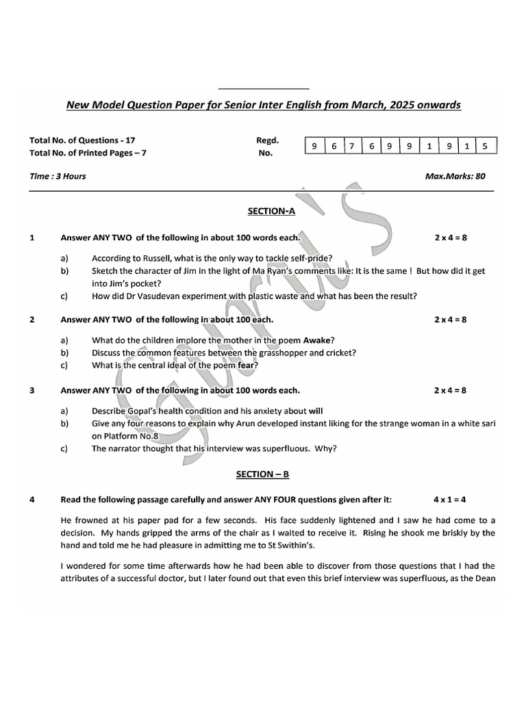 Senior English New Model QP | PDF
