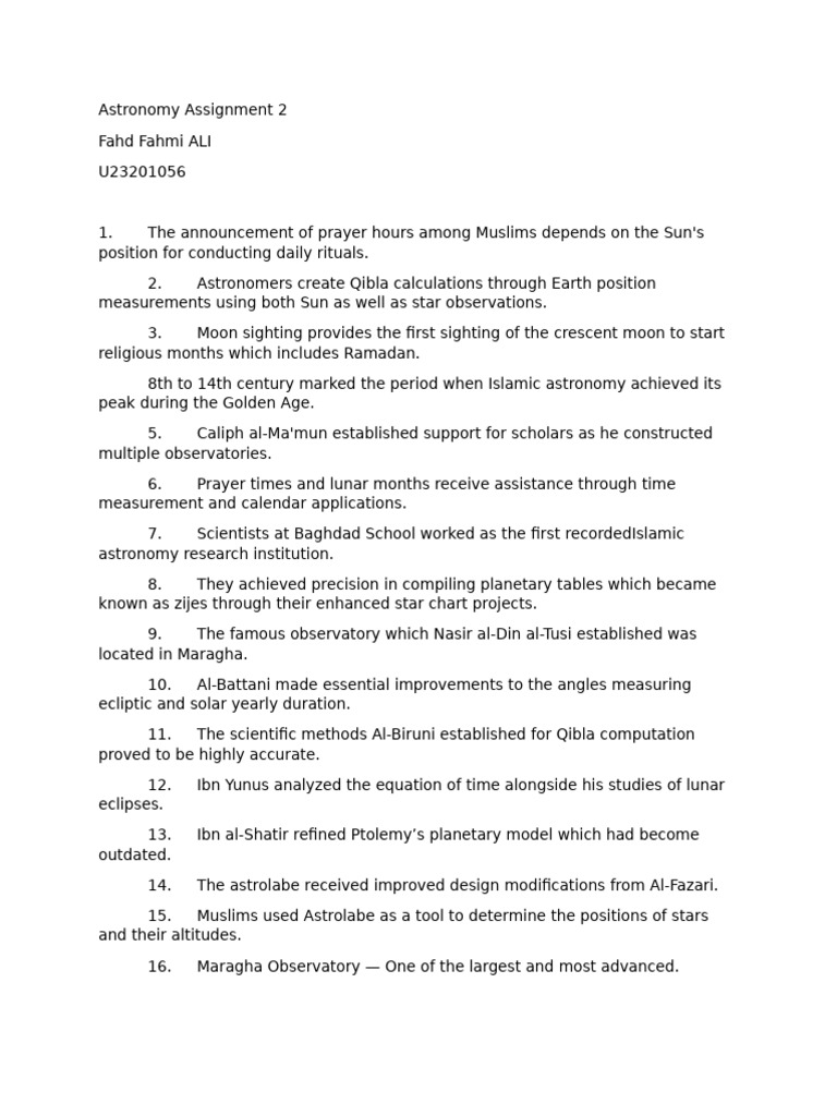Astronomy Assignment 2 | PDF