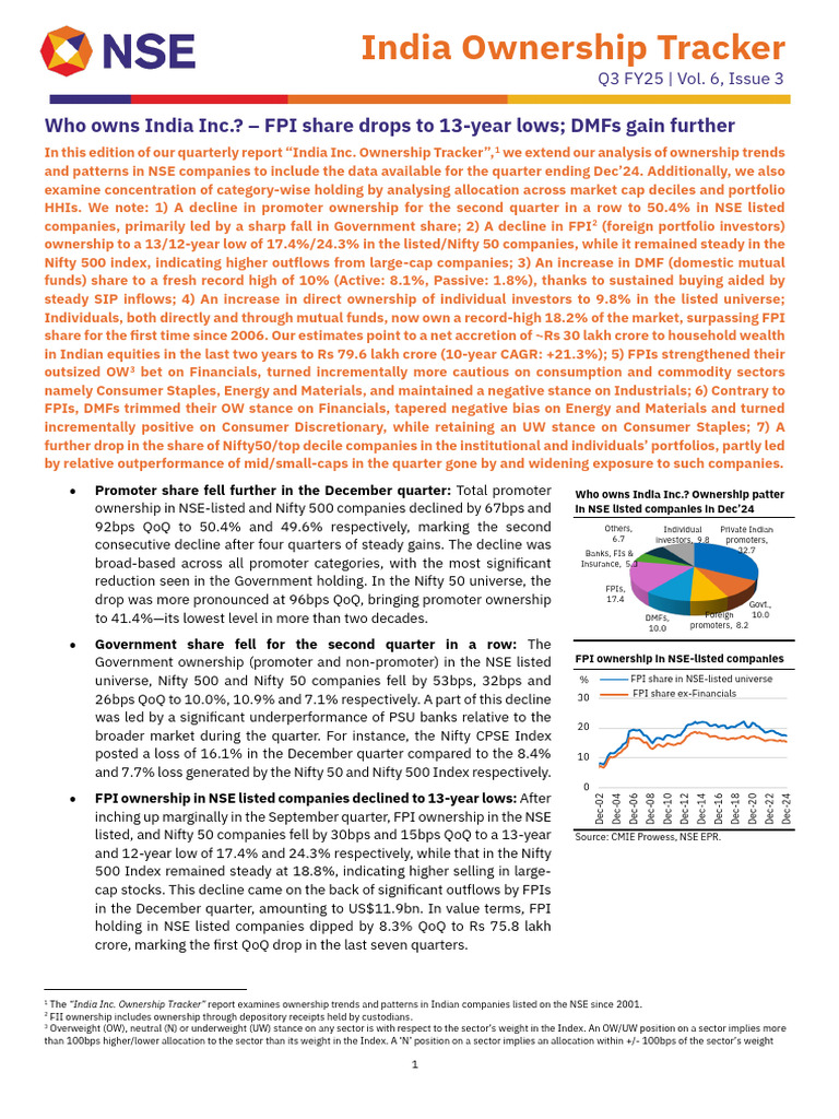 NSE On India Ownership Tracker Report - Who Owns India Inc. | PDF ...
