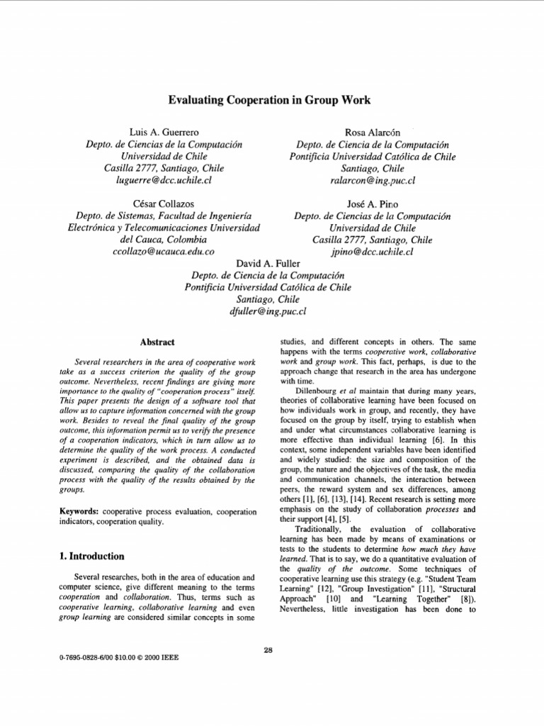 Evaluating Cooperation in Group Work | PDF | Learning | Collaboration