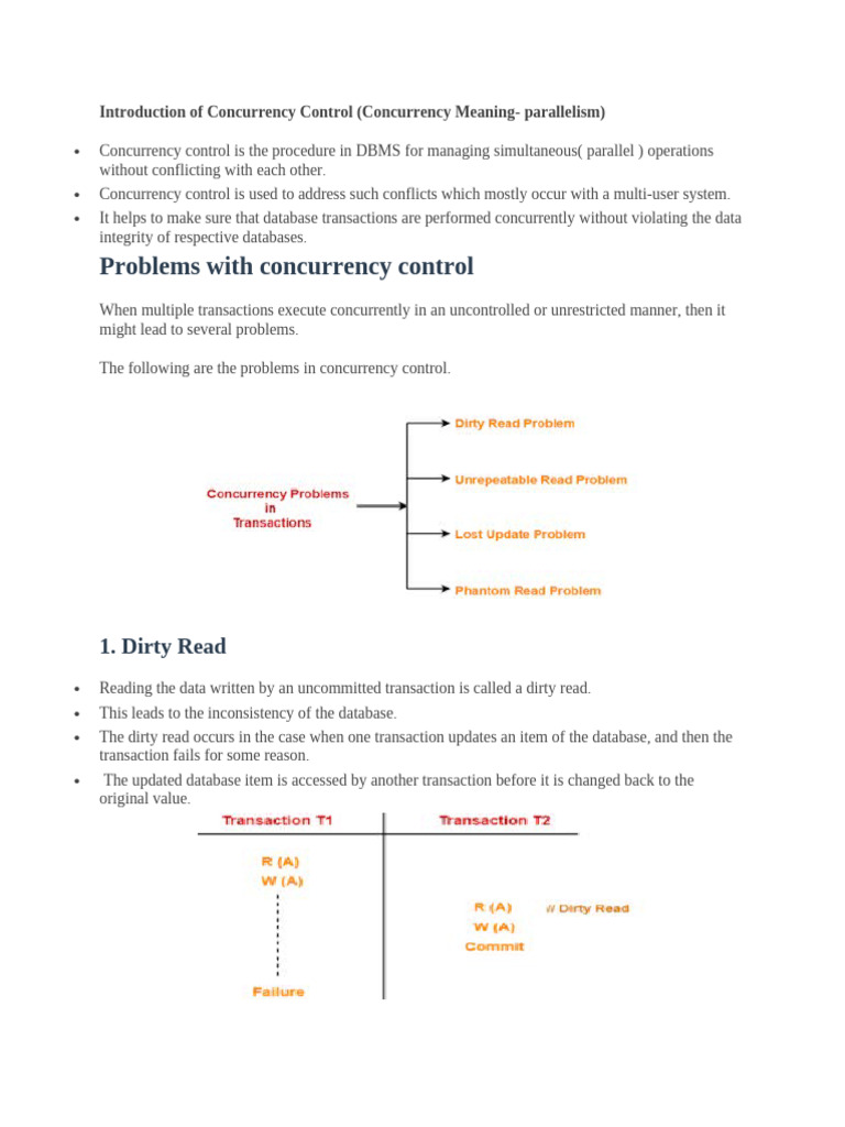 Concurrency Control Problems Unit 4 Part Dbms Pdf Database