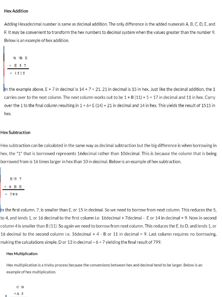 HEX Operations | PDF