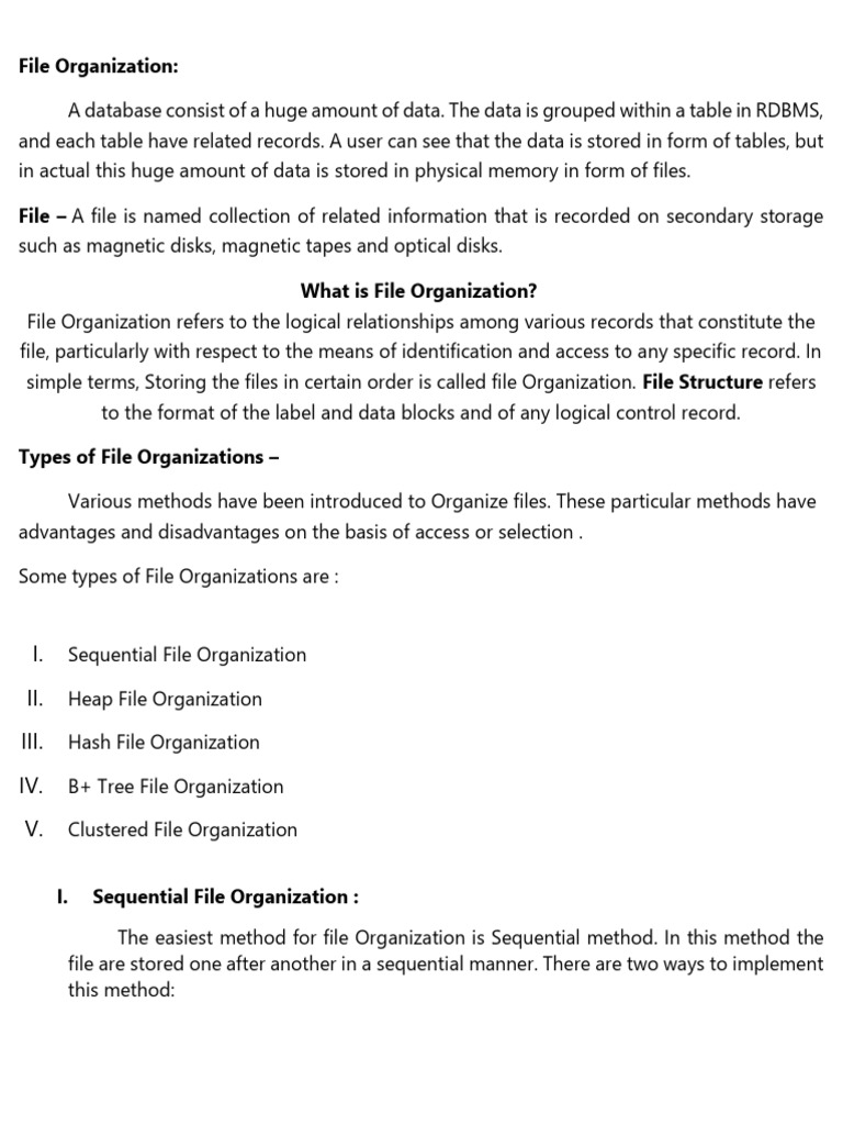 Understanding File Organization Methods | PDF | Database Index | Databases