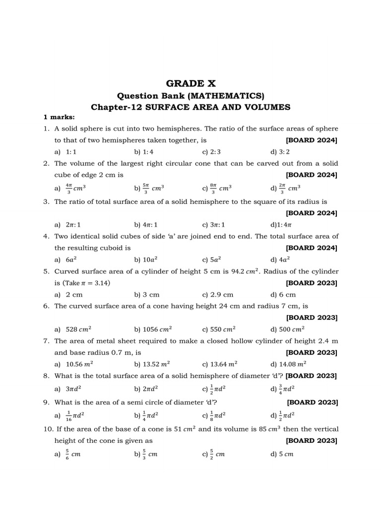 CHAPTER-12 SURFACE AREA AND VOLUME | PDF