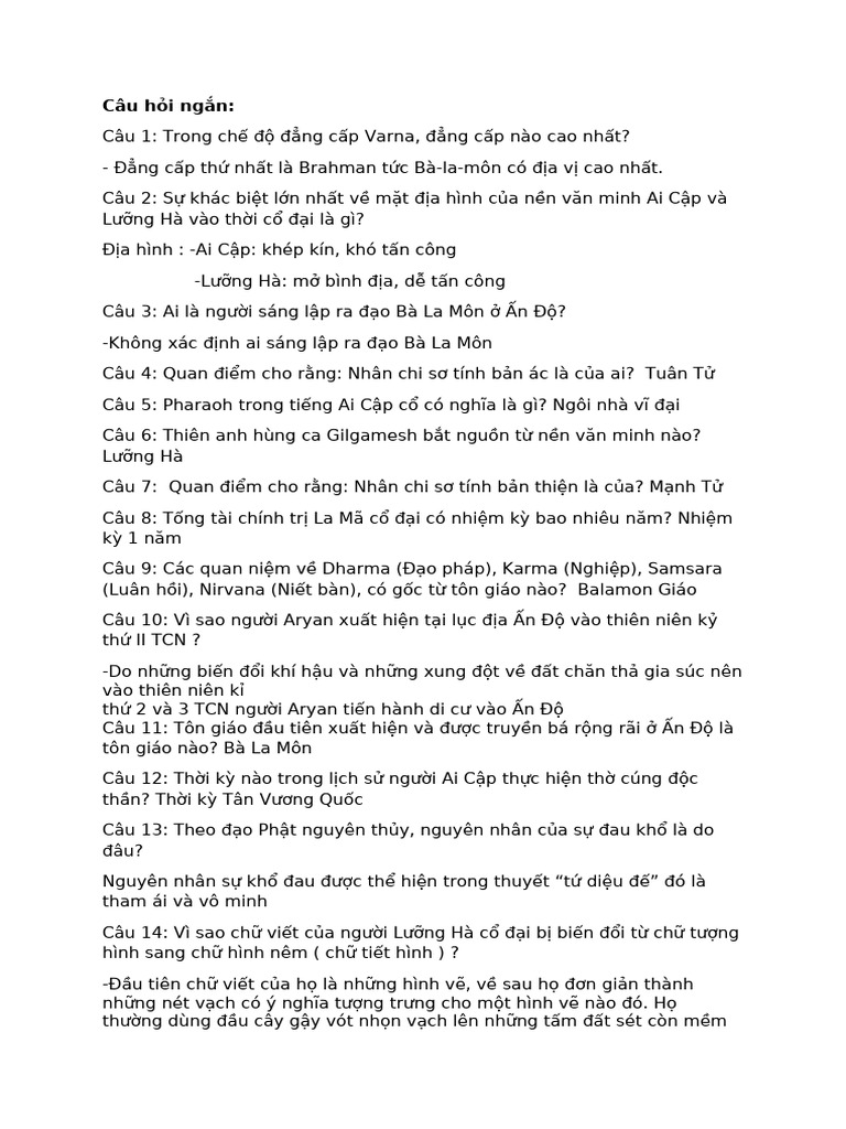 Đề Cương Sử KTHP | PDF