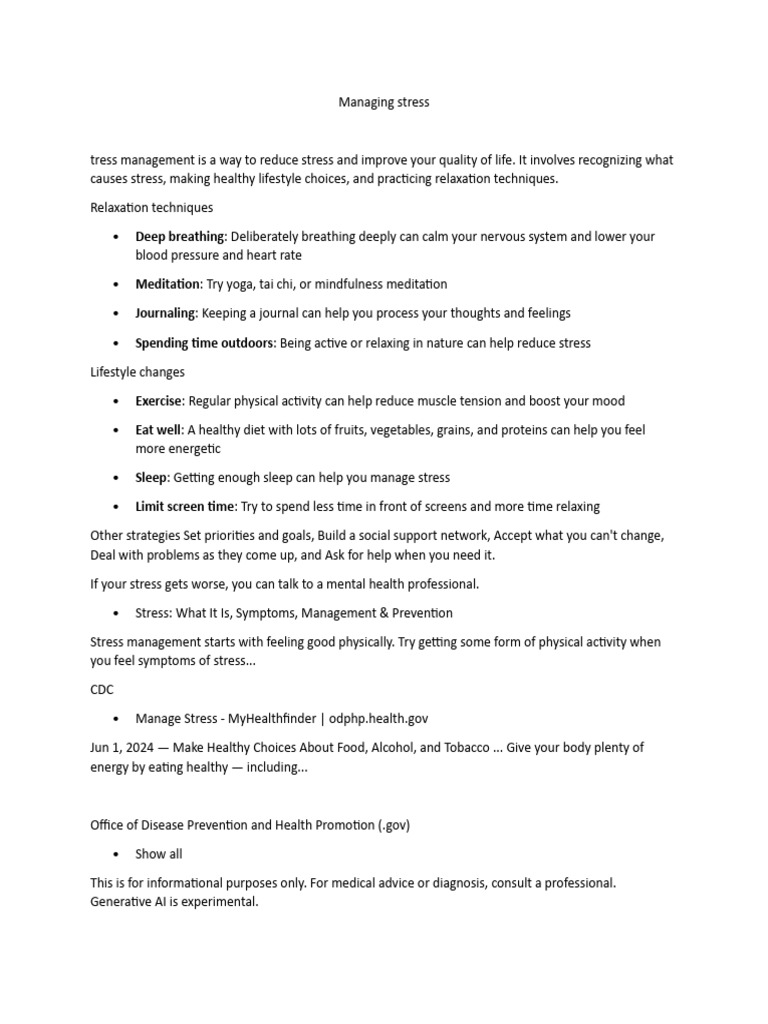 Effective Stress Management Techniques | PDF