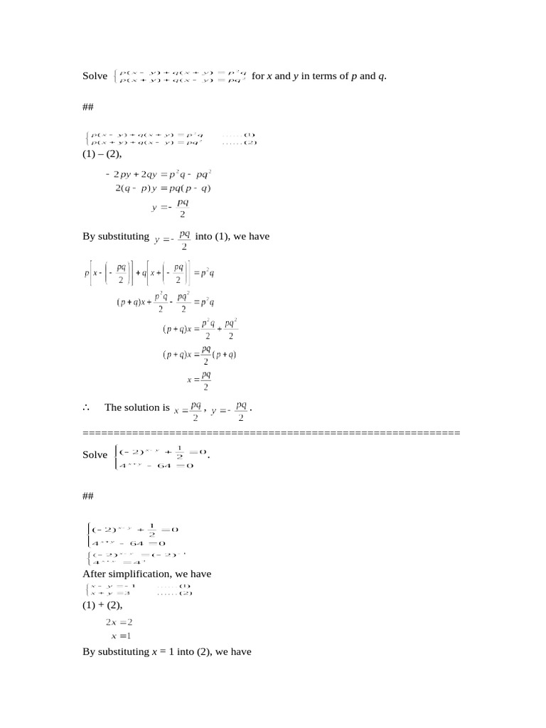 Ch1 Linear Equations in Two Unknowns Set 5 | PDF | Equations | Mathematical Objects