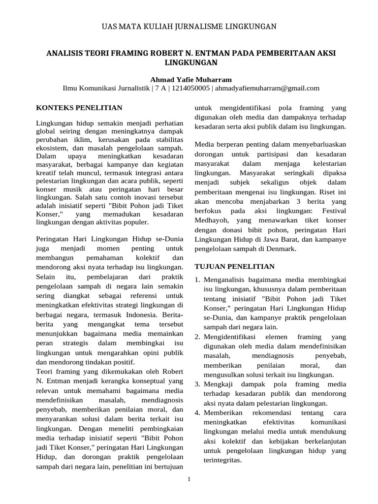 Analisis Framing Media Isu Lingkungan | PDF