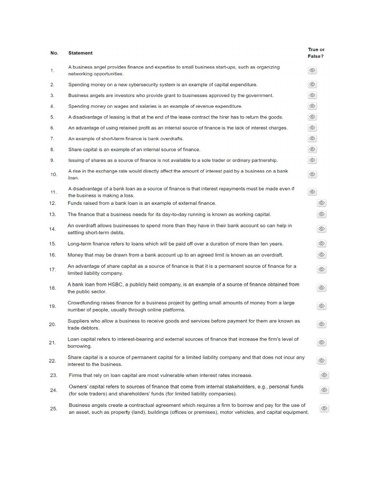 Unit 3.2 True or False Quiz | PDF