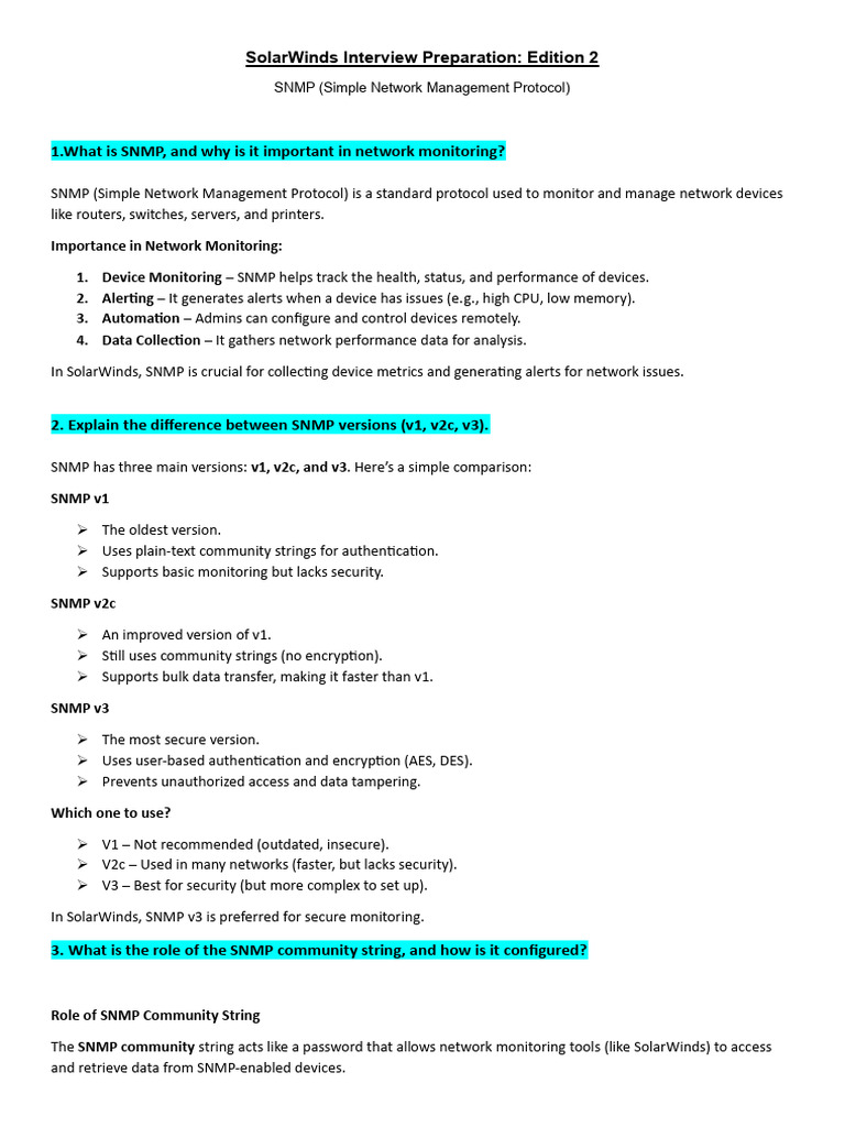 SolarWinds SNMP Guide for Network Monitoring | PDF | Computer Network ...