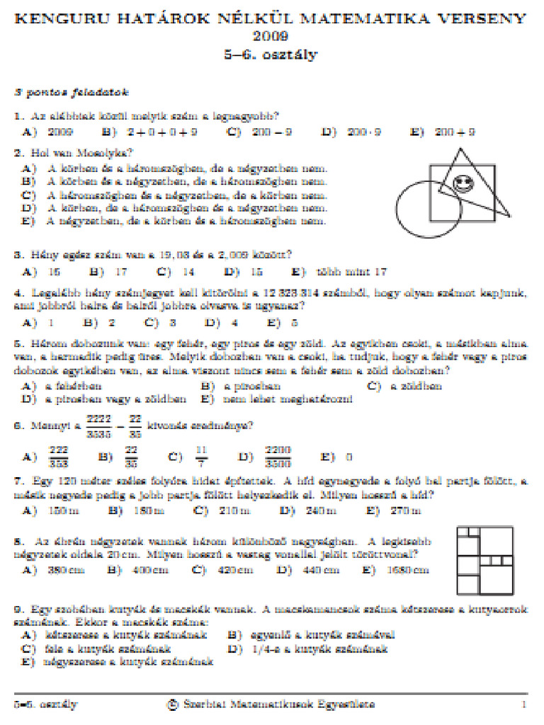 Kenguru - 5-6 Osztály - 2009 | PDF