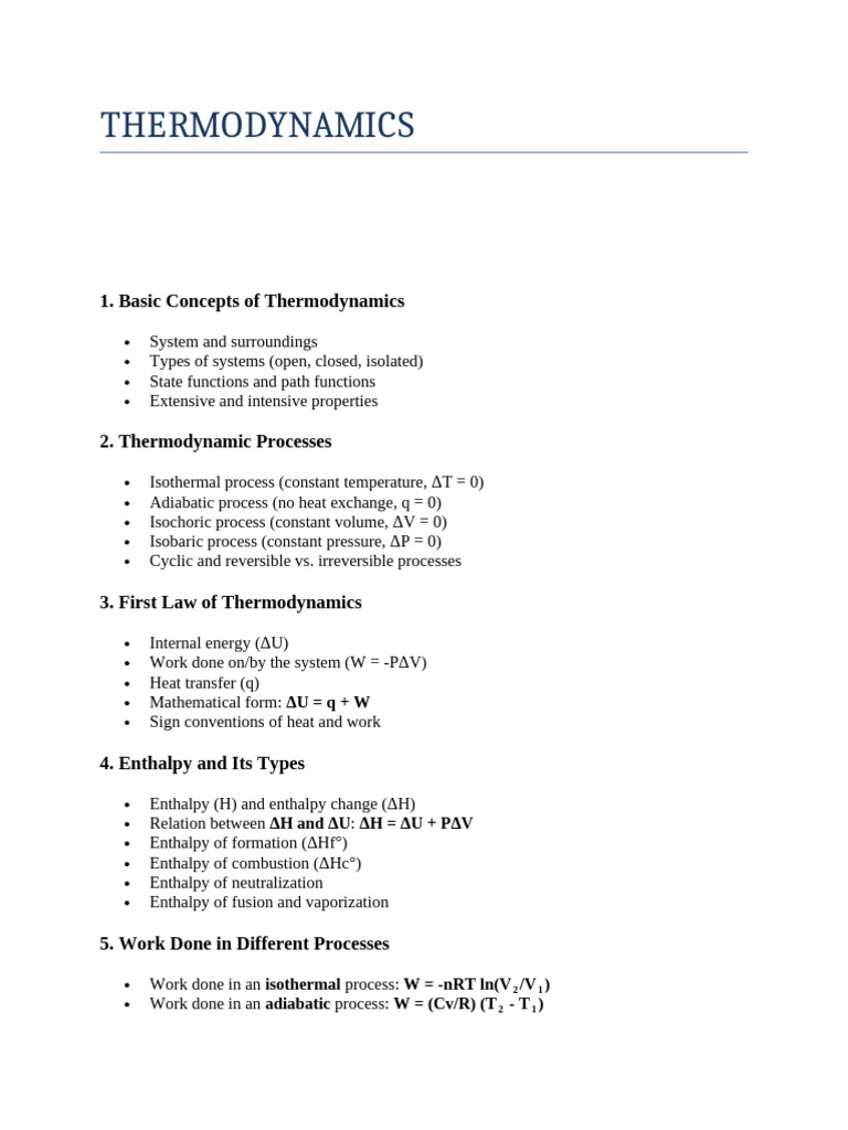 Thermodynamics for Students | PDF | Enthalpy | Gibbs Free Energy