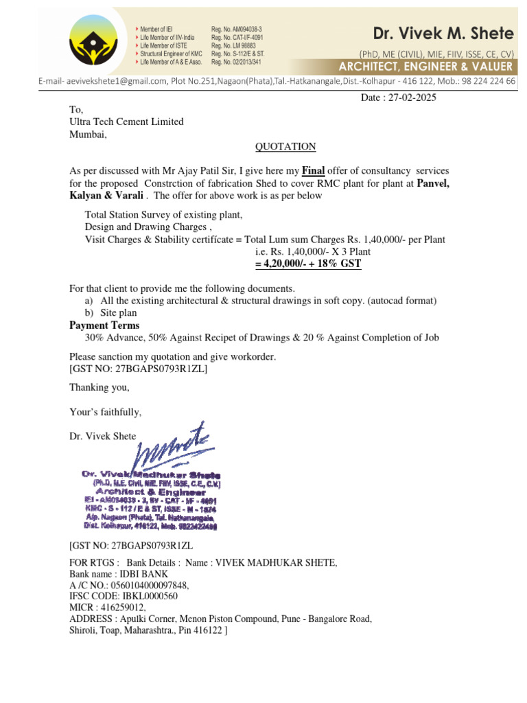 ULTRATECH - REV01 - Quotation | PDF