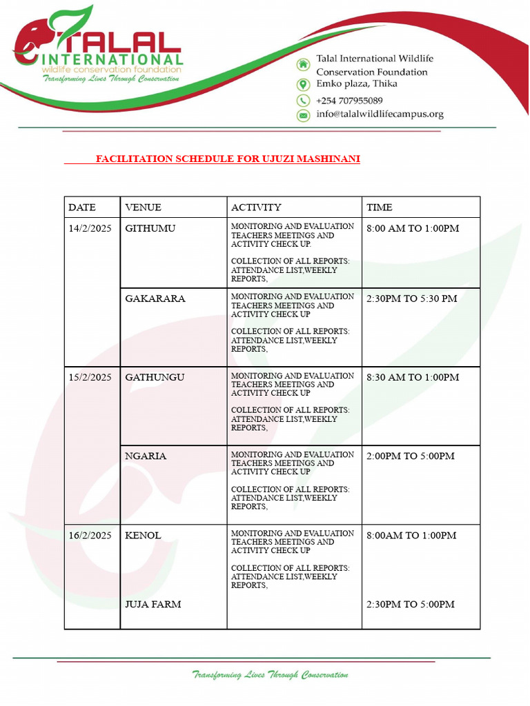 Facilitation Schedule | PDF