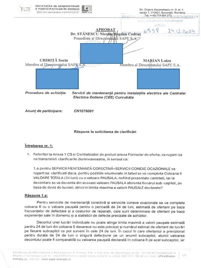 RASPUNS CLARIFICARI - 6598 Din 24.12.2024 - SEAP-semnat | PDF