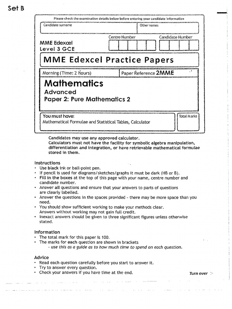 MME EDEXCEL Practice Paper | PDF