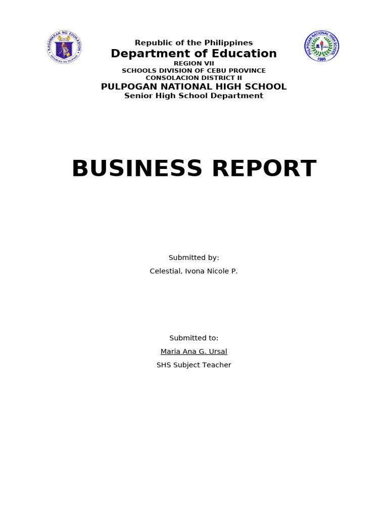 Business Report Cover Page | PDF | Mango | Milk