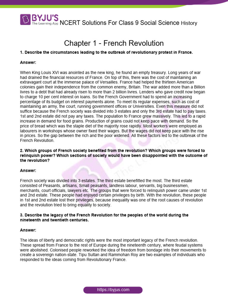 NCERT Class 9 History: French Revolution | PDF | French Revolution ...