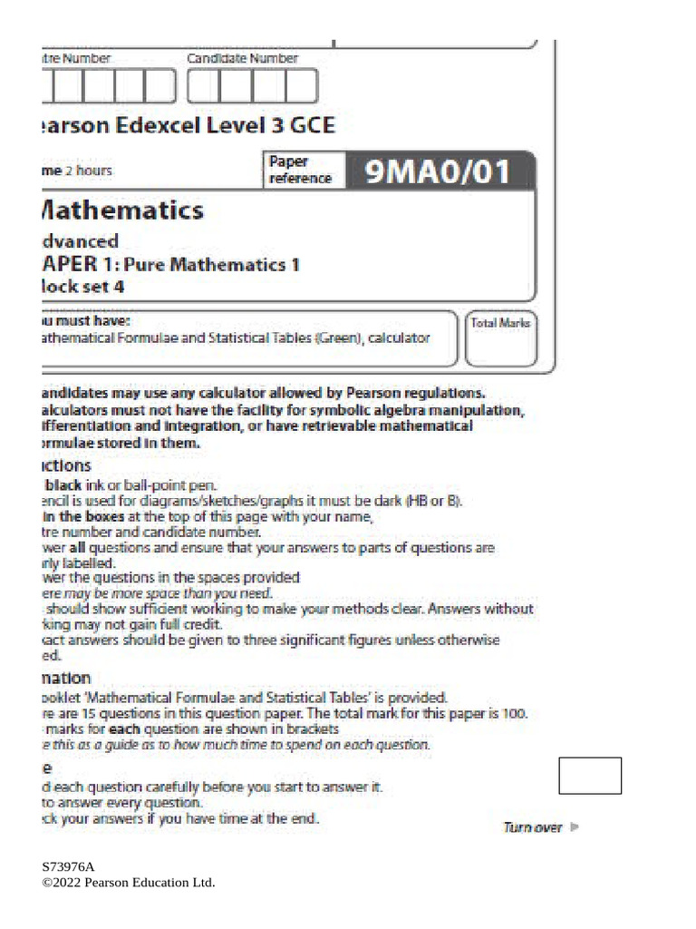 Shadow Paper Edexcel Maths | PDF | Mathematical Objects | Mathematical Analysis