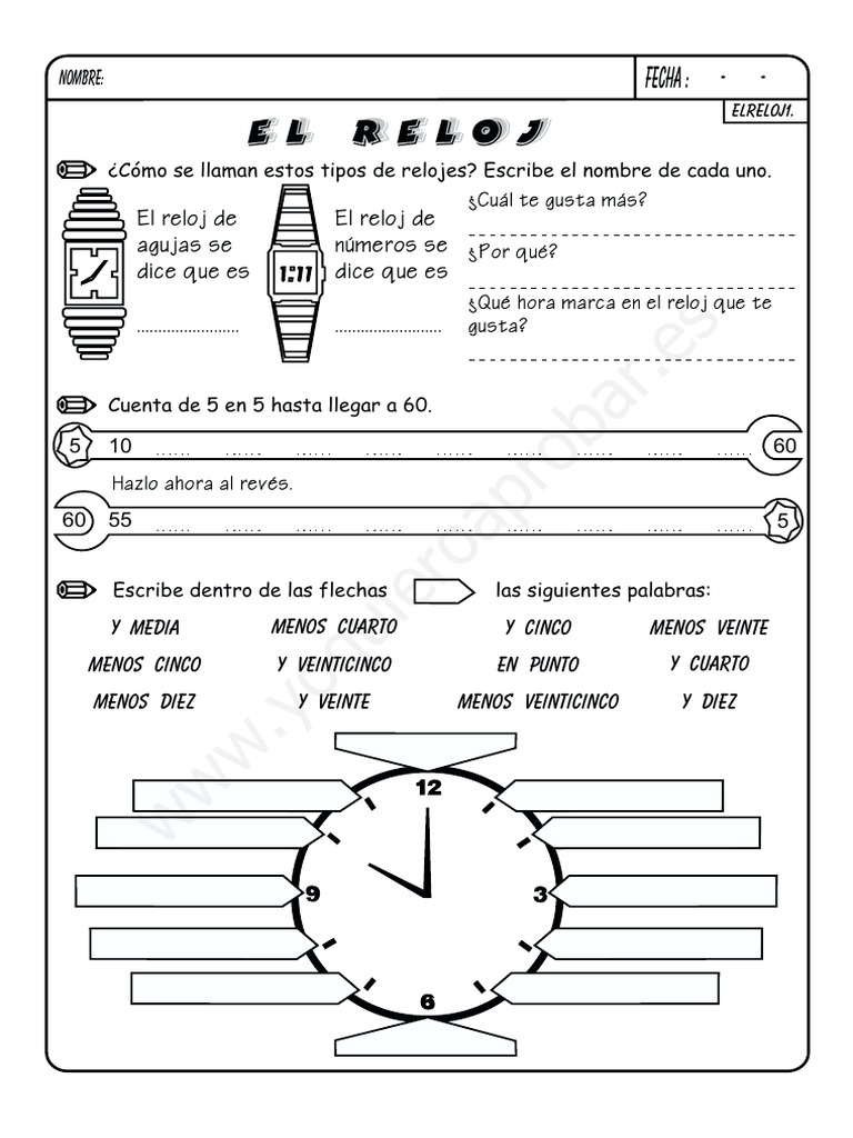 Actividades Didácticas sobre Relojes | PDF | Reloj | Horología
